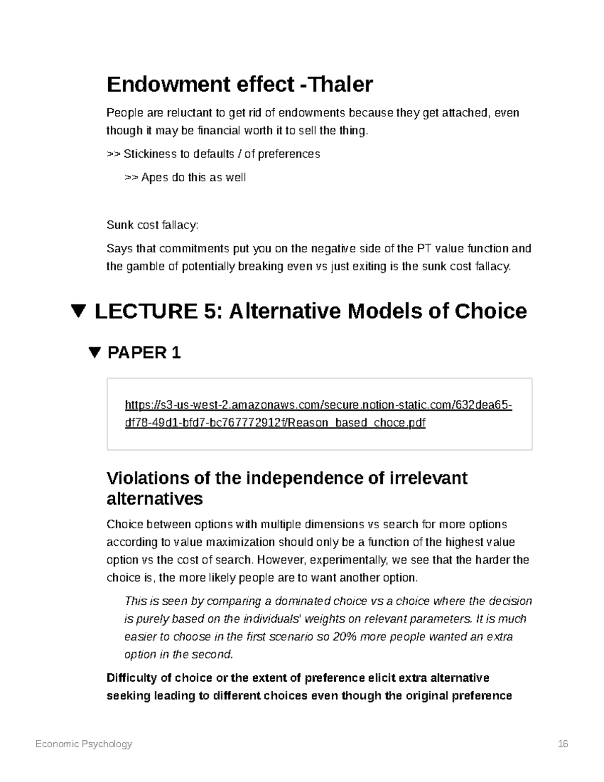 Economic Psychology-16-19 - Endowment effect -Thaler People are ...