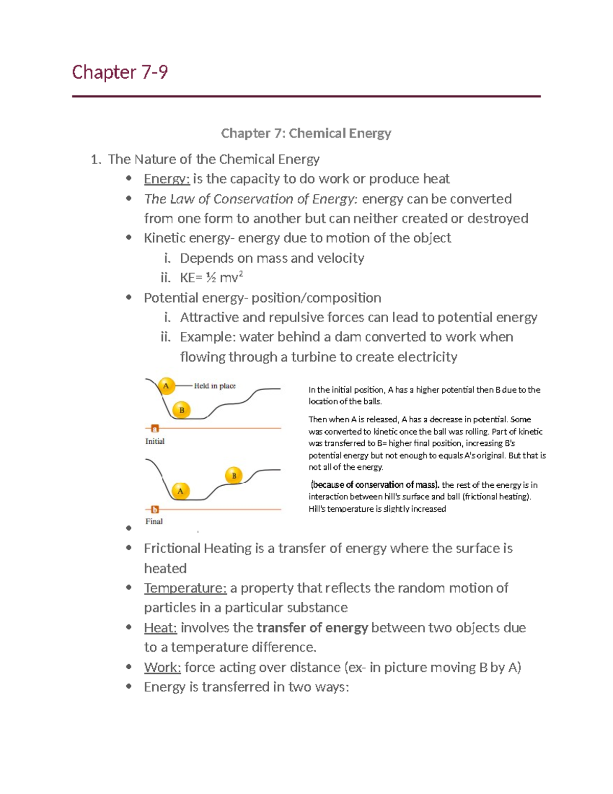 Chapter 7 9 - notes - Chapter 7- Chapter 7: Chemical Energy The Nature ...
