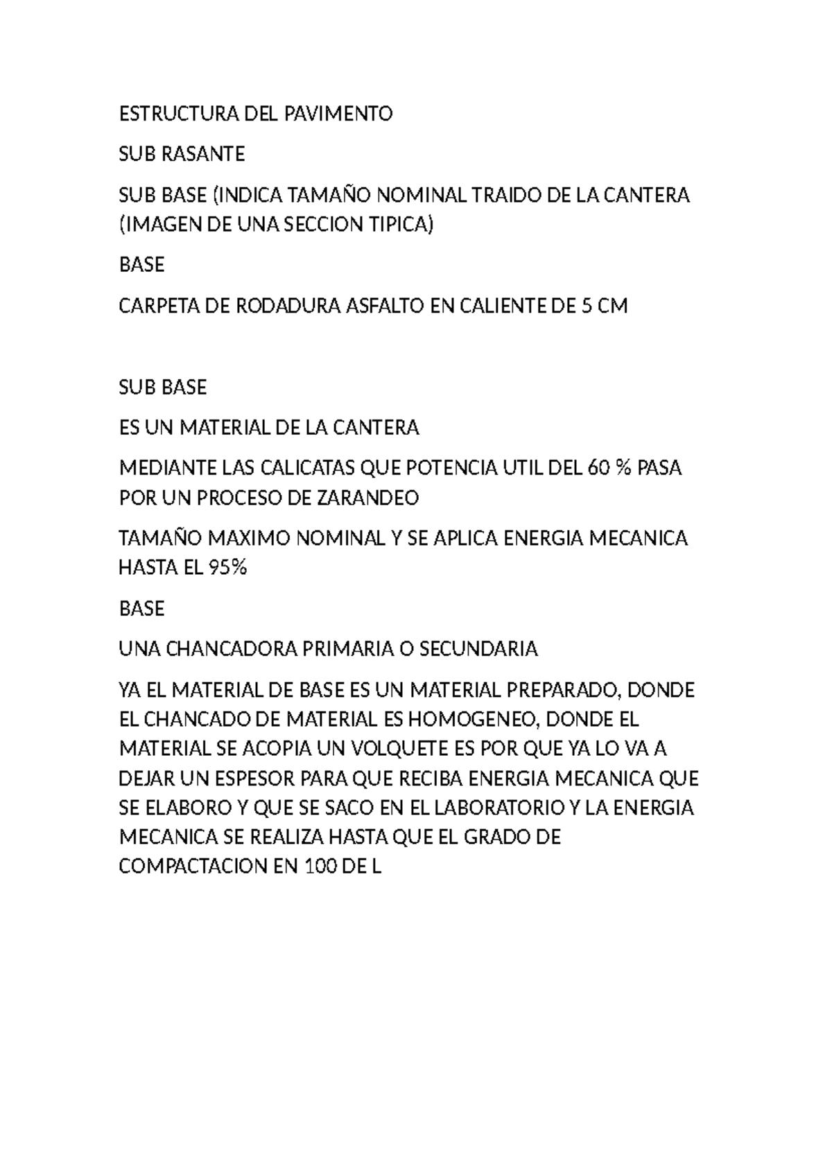 Estructura DEL Pavimento - ESTRUCTURA DEL PAVIMENTO SUB RASANTE SUB ...