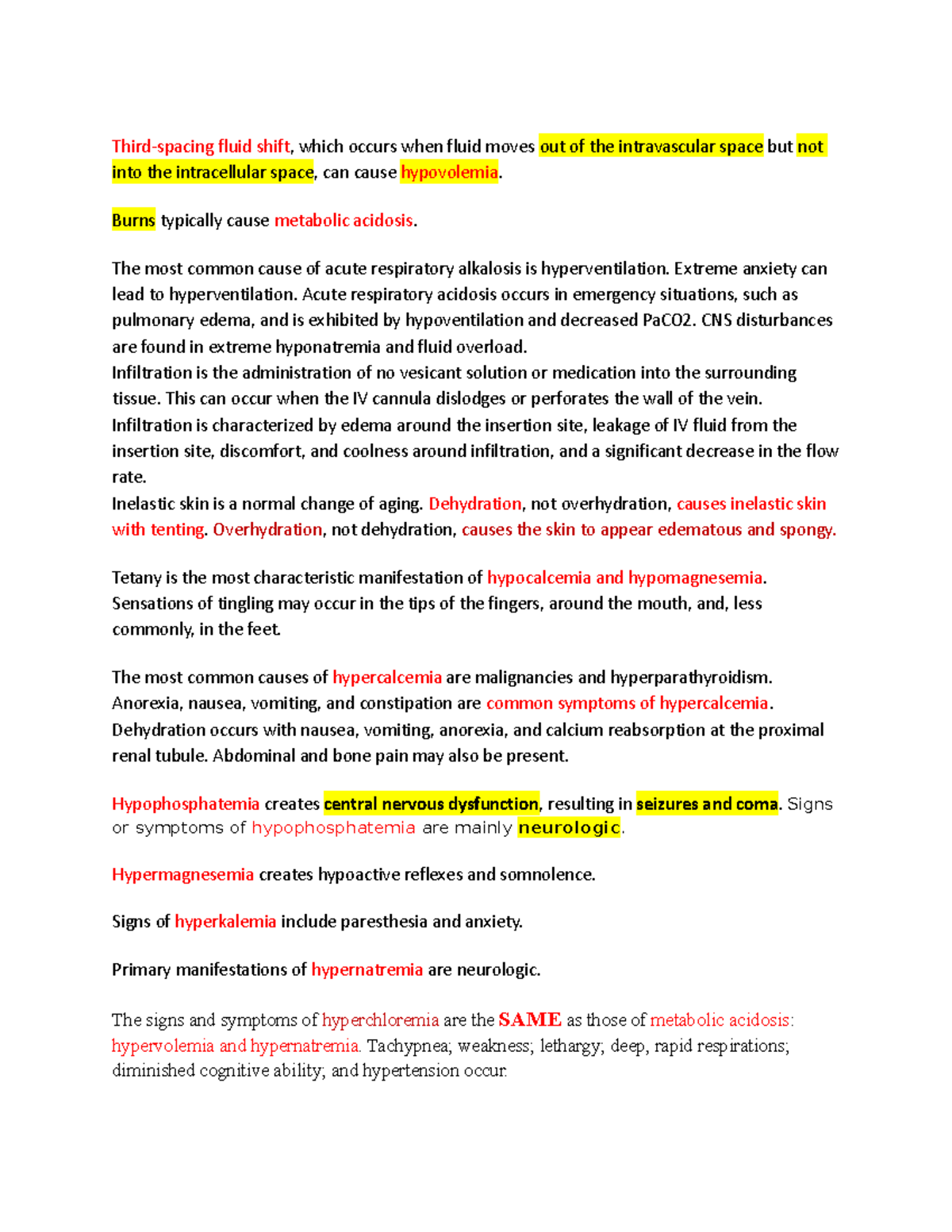 Fluids and Electrolytes study guide - Third-spacing fluid shift, which ...