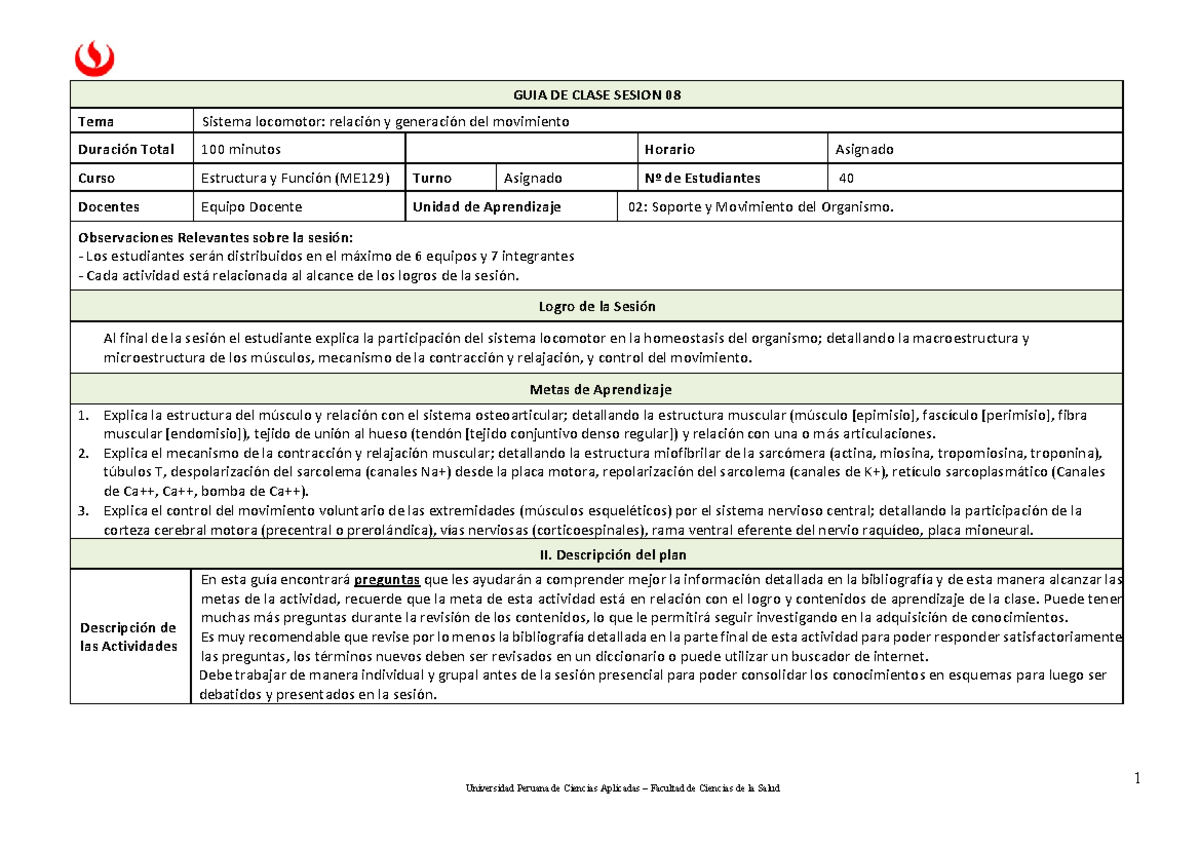ME129 Guía de Clase Sesión 08 - GUIA DE CLASE SESION 08 Tema Sistema ...