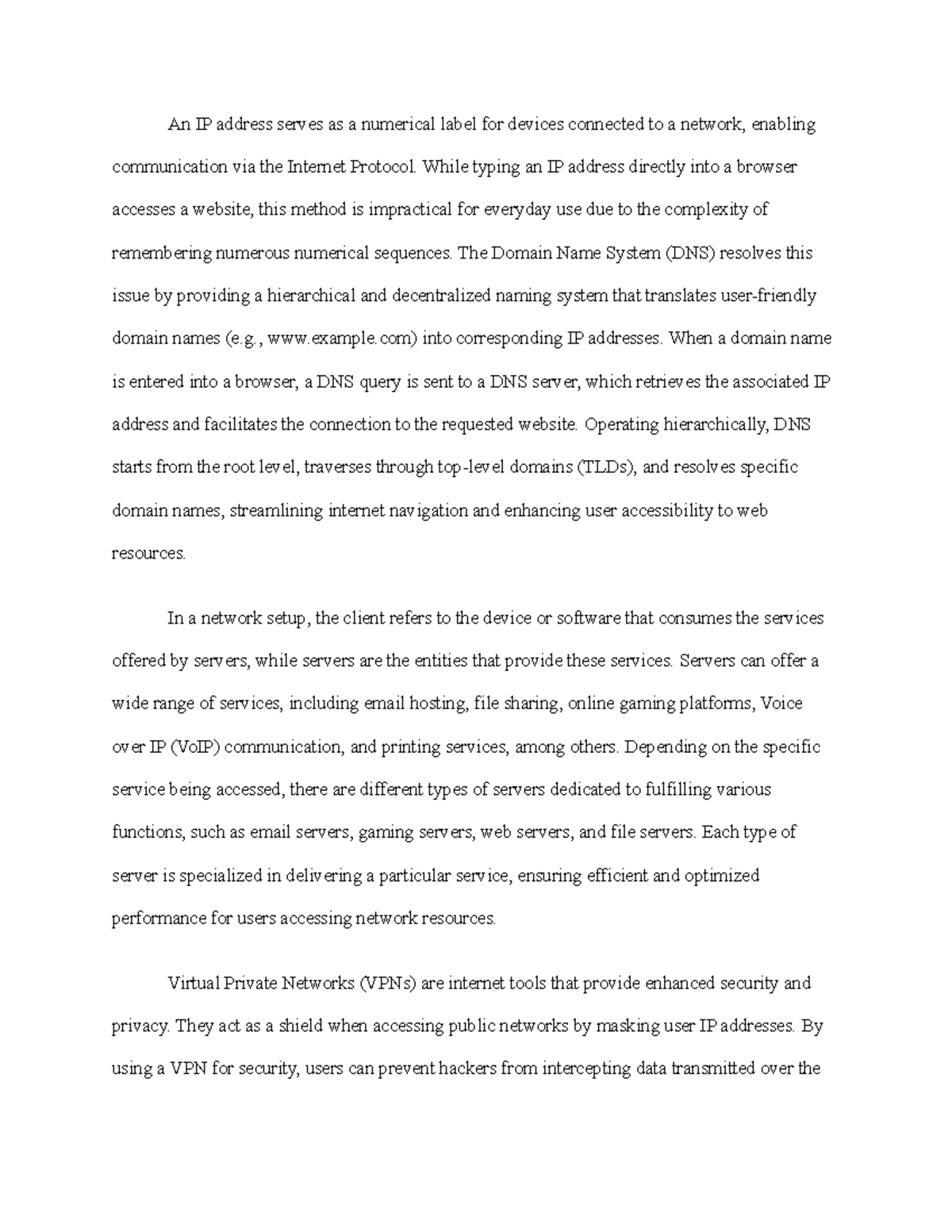 3-2 Activity: Network Configuration Model - An IP address serves as a ...