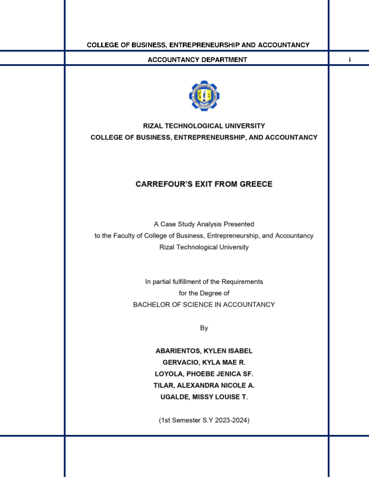 Case Study - IBT - Bs accountancy - ACCOUNTANCY DEPARTMENT i ...