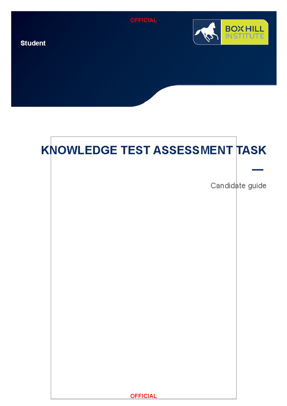 VU21988 AT2 Student Version V1 - Student KNOWLEDGE TEST ASSESSMENT TASK ...