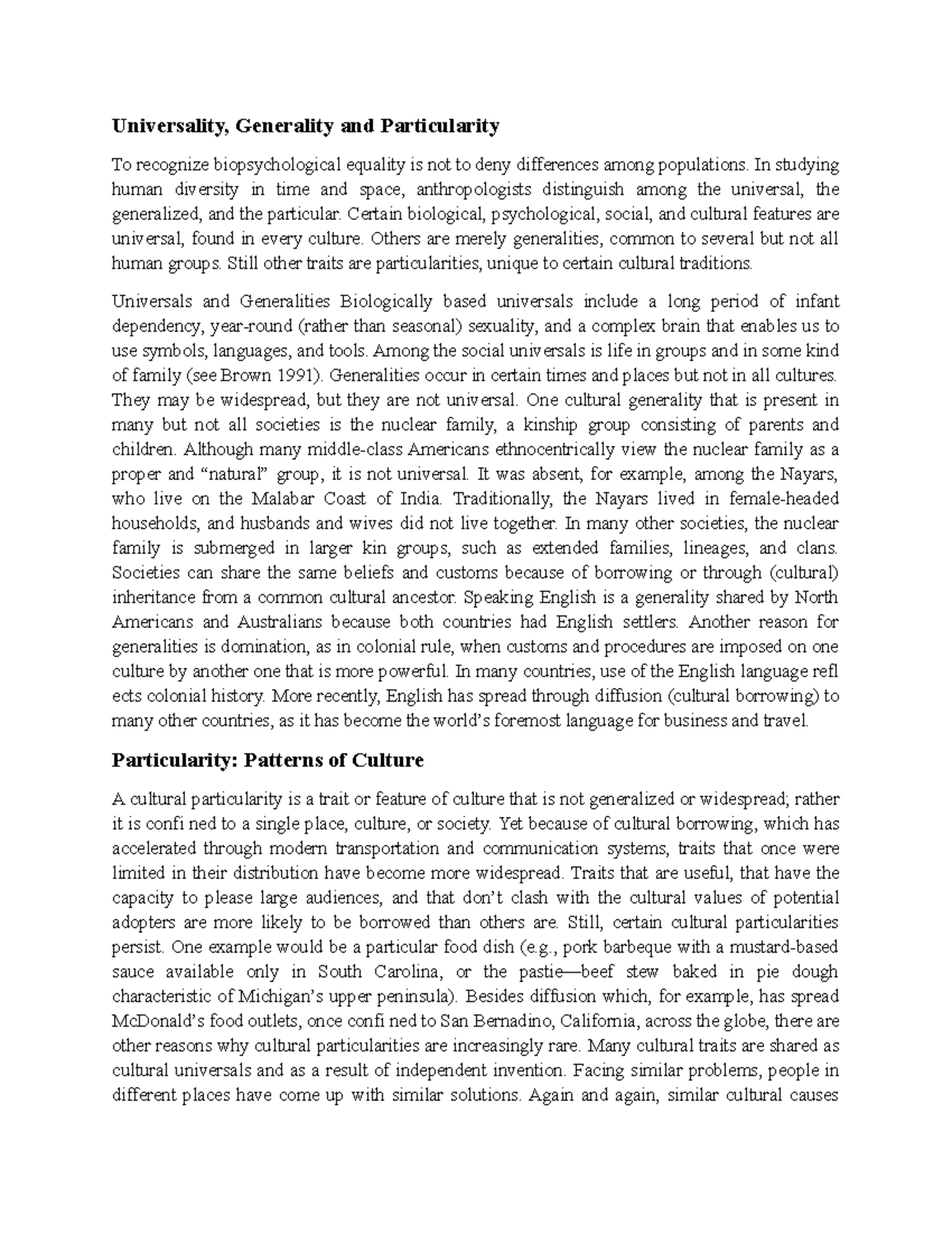 Universality-2020 - This is for Sociology studies. - Universality ...