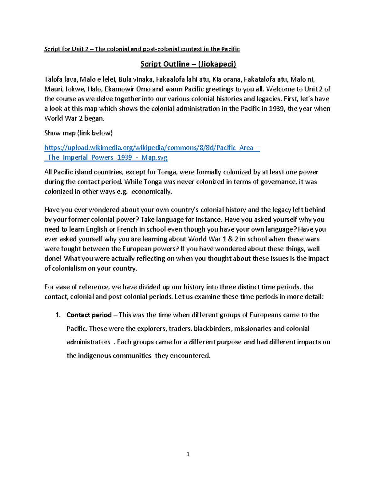 Script for Unit 2 (8) - Pacific Worlds - Script for Unit 2 – The ...
