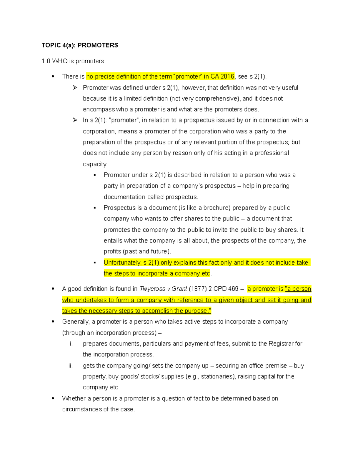 A) Promoters - TOPIC 4(a): PROMOTERS 1 WHO is promoters There is no ...