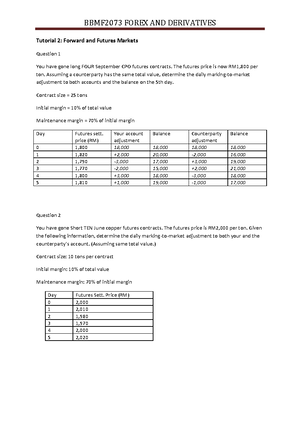 FD T5 - Tutorial - Tutorial 5: Foreign Exchange Market- Part 2 Question 1 The followings are the ...