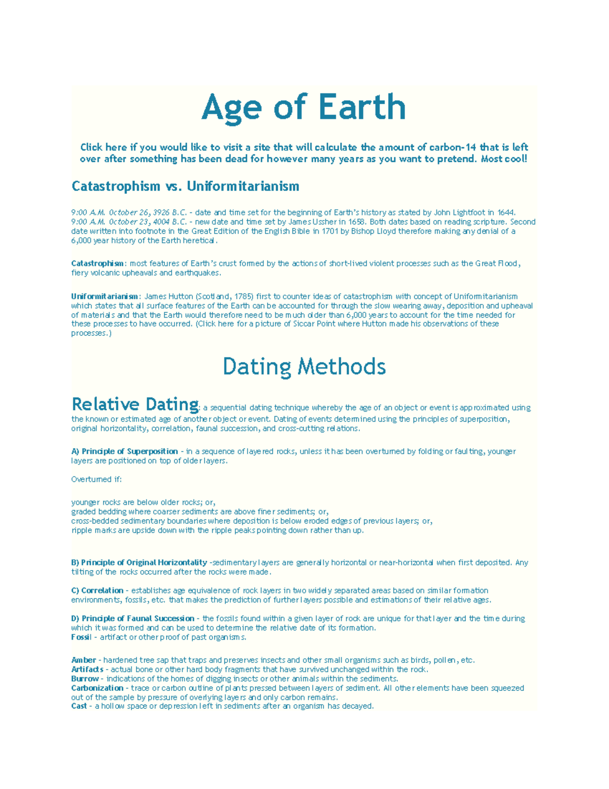 Age of Earth - Age of Earth Click here if you would like to visit a ...