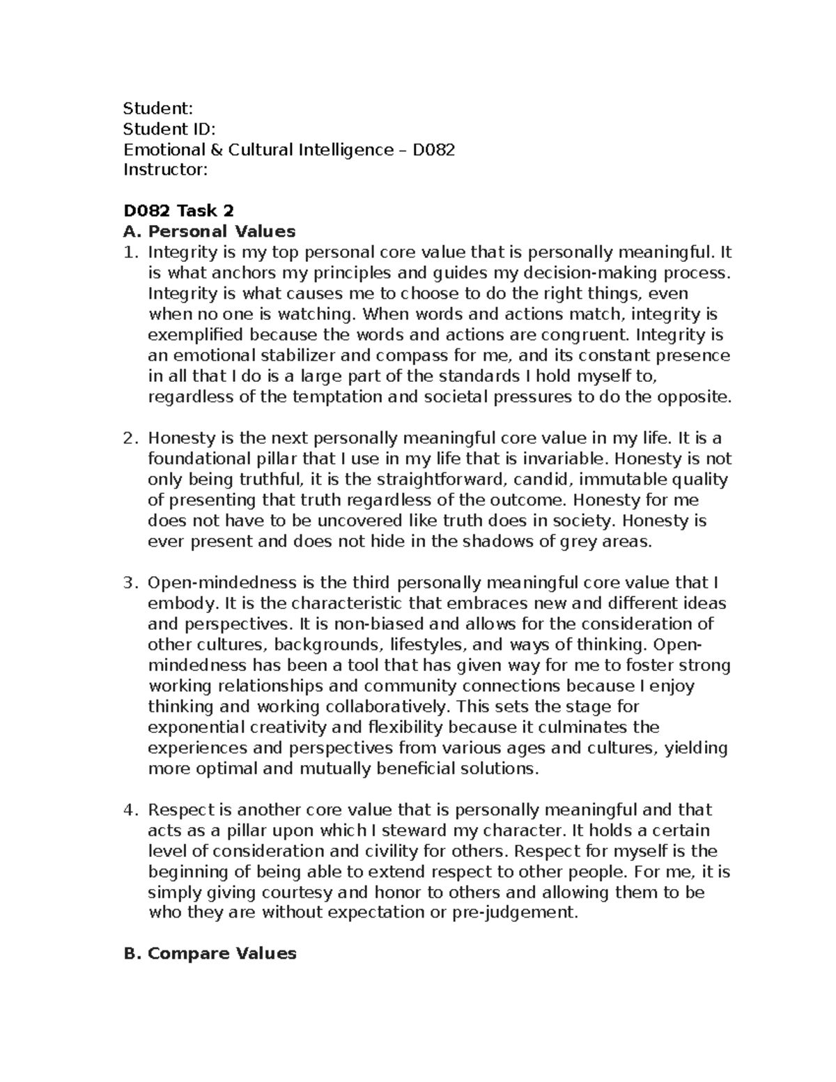 D082 Task 2 v2 - D082 Task 2 Paper - Student: Student ID: Emotional ...