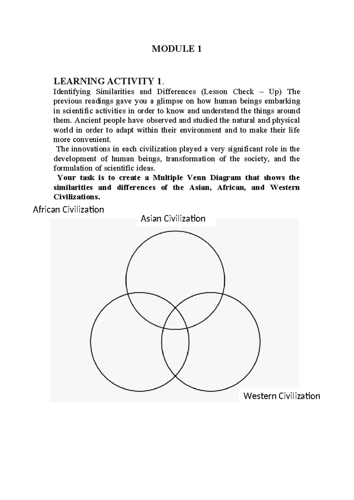 STS-PA-PO - sts - MODULE 1 LEARNING ACTIVITY 1. Identifying Similarities and Differences (Lesson ...