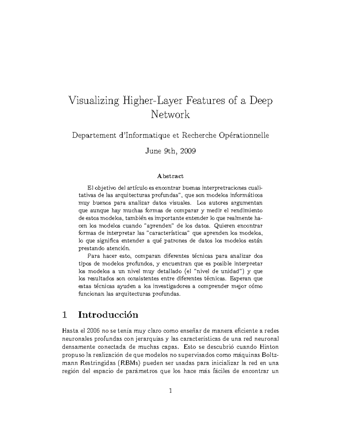 Visualizing Higher Layer Features of a Deep Network - Visualizing ...