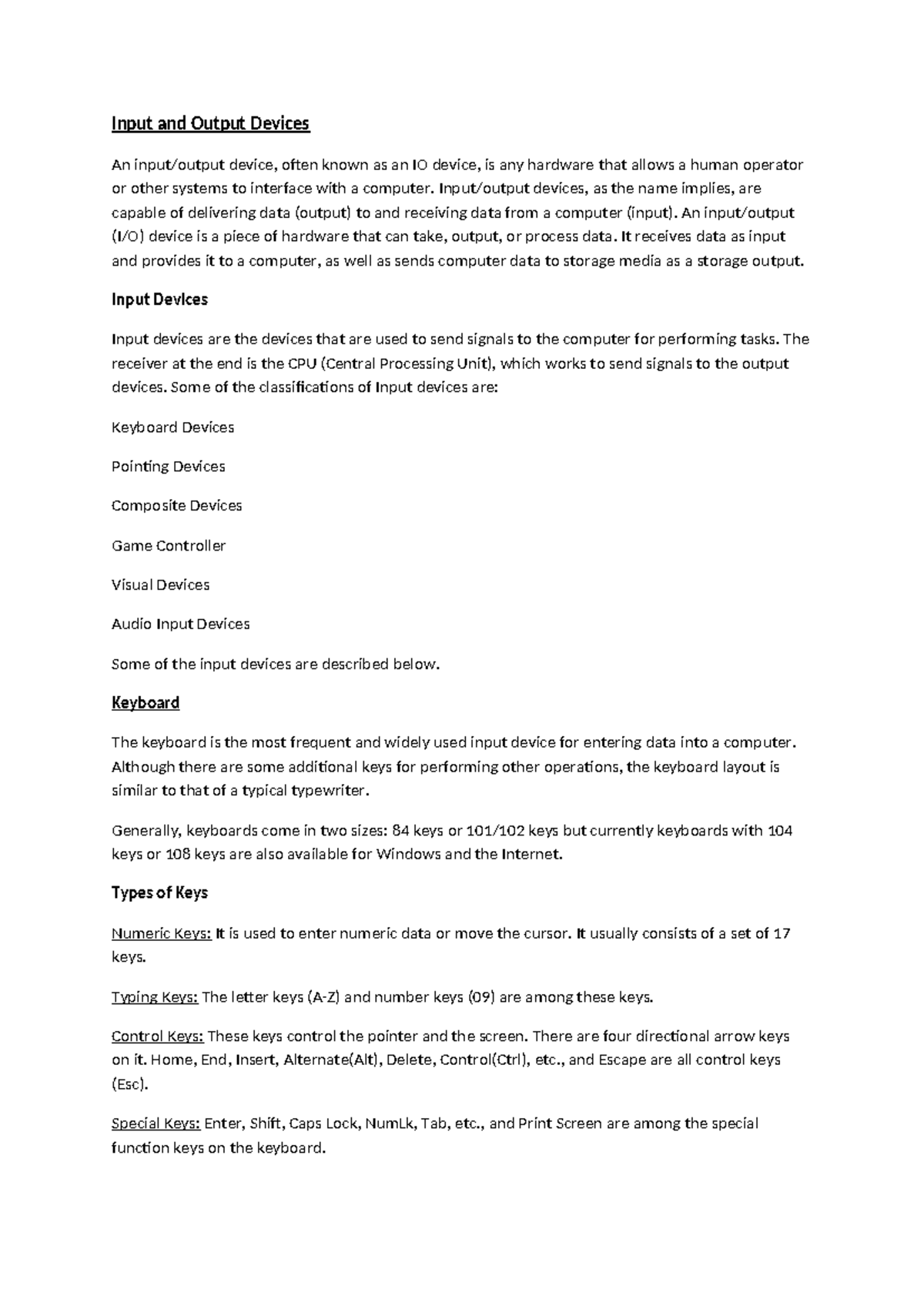 Computer - lecture - Input and Output Devices An input/output device, often known as an IO ...