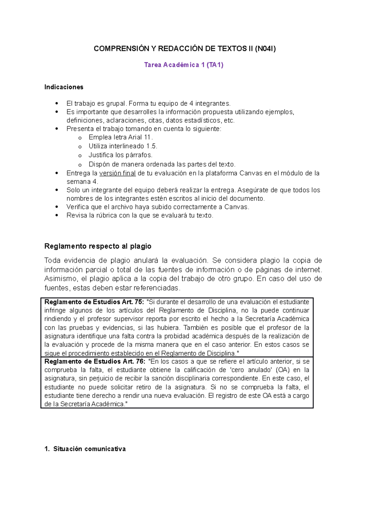 Trabajo borrador correo Borrador - COMPRENSIÓN Y REDACCIÓN DE TEXTOS II (N04I) Tarea Académica 1 ...