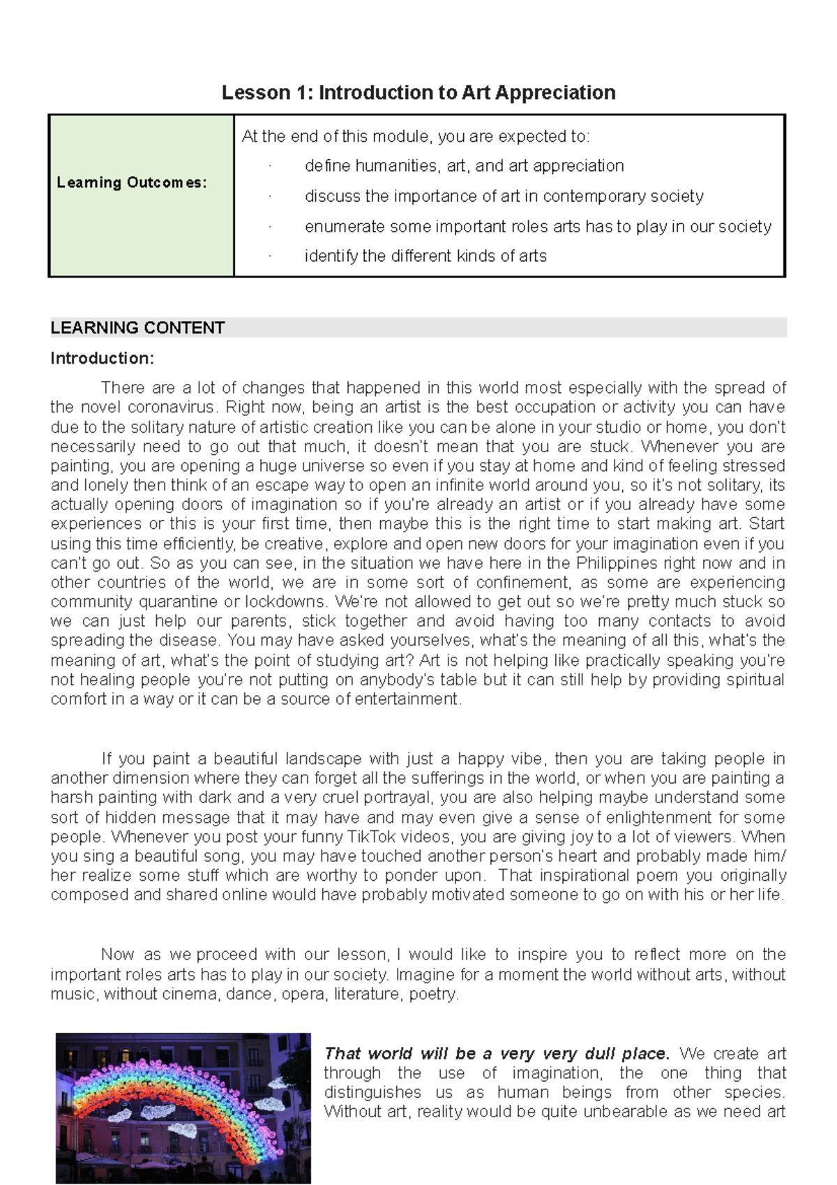 Artapp Lesson 1 3 - Lesson 1: Introduction to Art Appreciation Learning ...