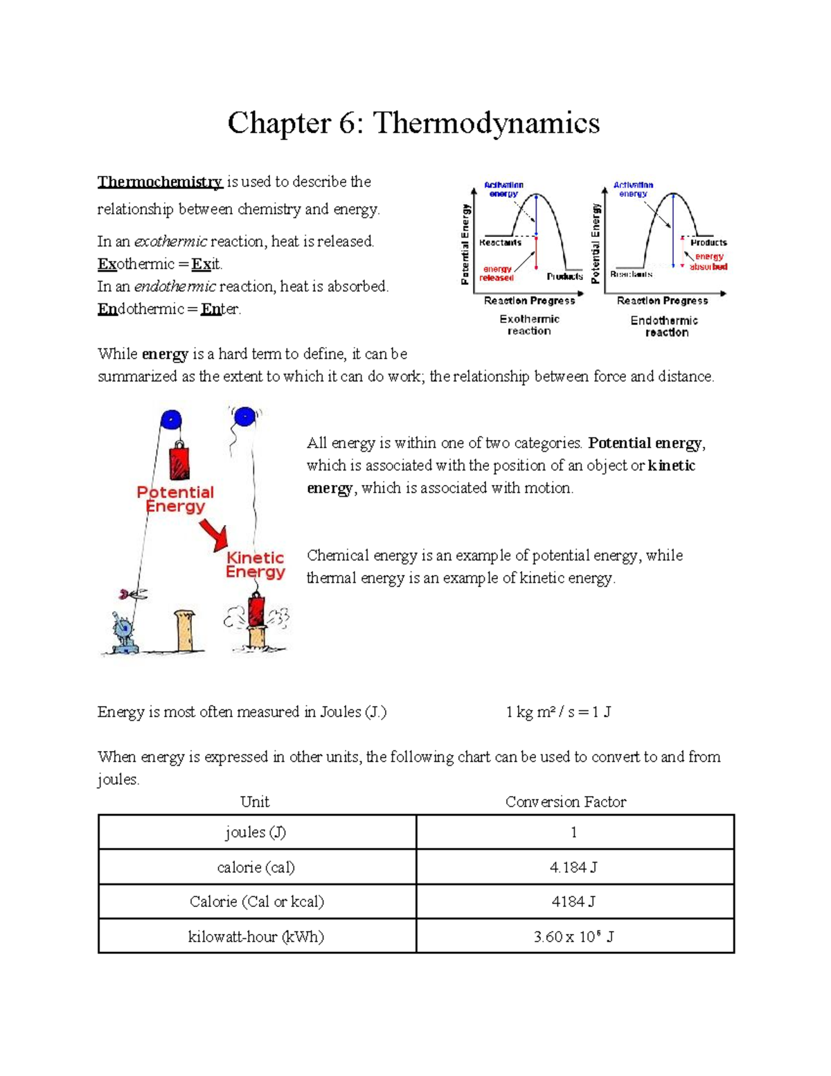 Chapter 6 Notes - Chapter 6: Thermodynamics Thermochemistry is used to ...