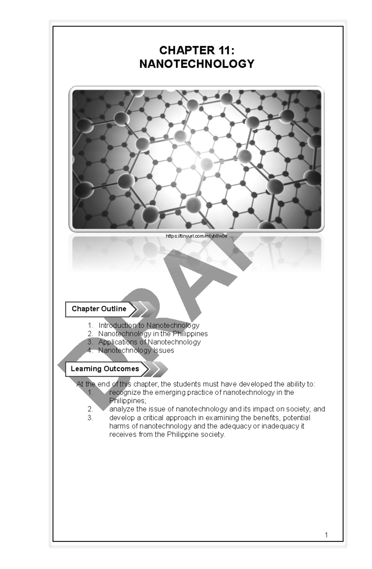 Chapter 11 Nanotechnology-1 - ####### DRAFT CHAPTER 11: NANOTECHNOLOGY 1. Introduction to - Studocu