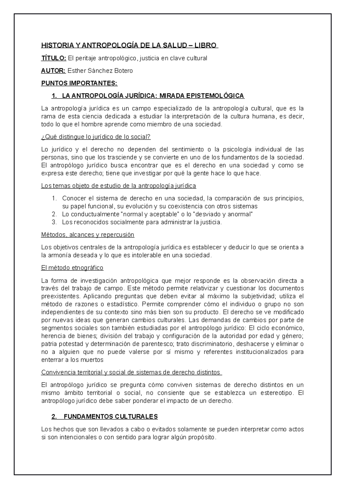 Peritaje antropologico Justicia en clave cultural-Resumen - HISTORIA Y ...