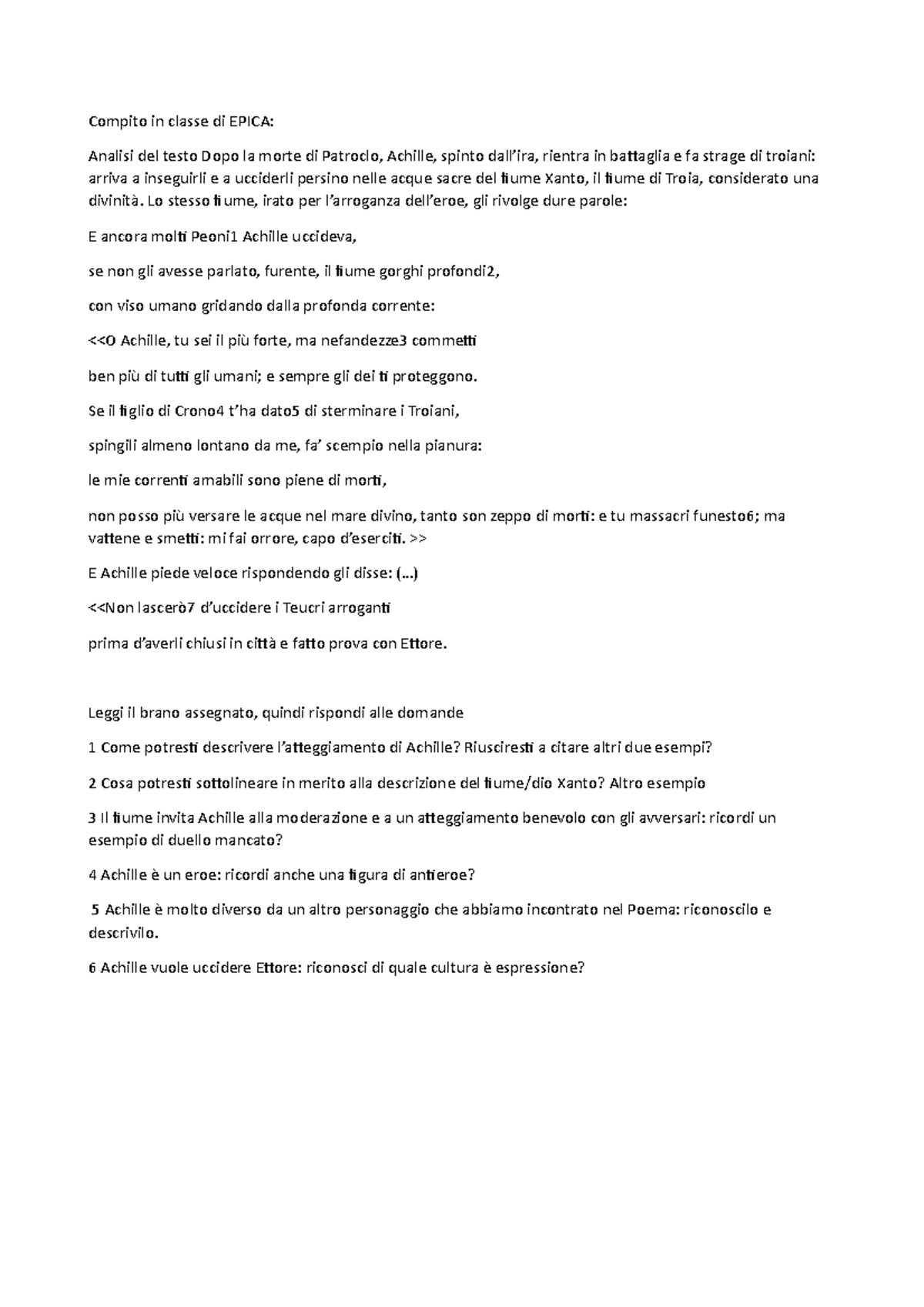 Compito in classe di Epica - Compito in classe di EPICA: Analisi del ...