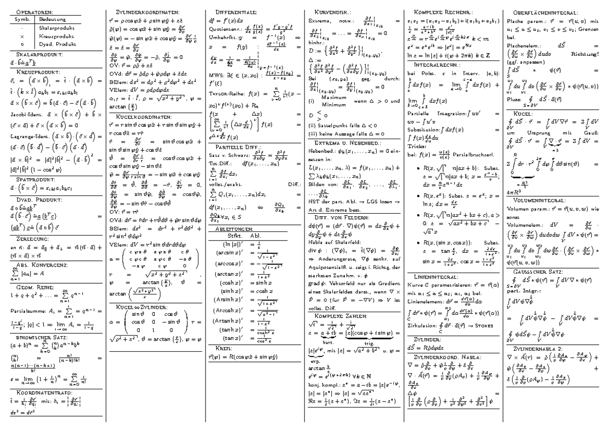 Operatoren Physik Tabelle _ Physik Formeln Tabelle – PGDTPV