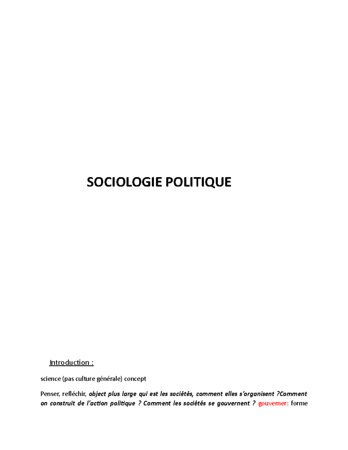 cours optionnel de Sociologie politique second semestre - SOCIOLOGIE ...