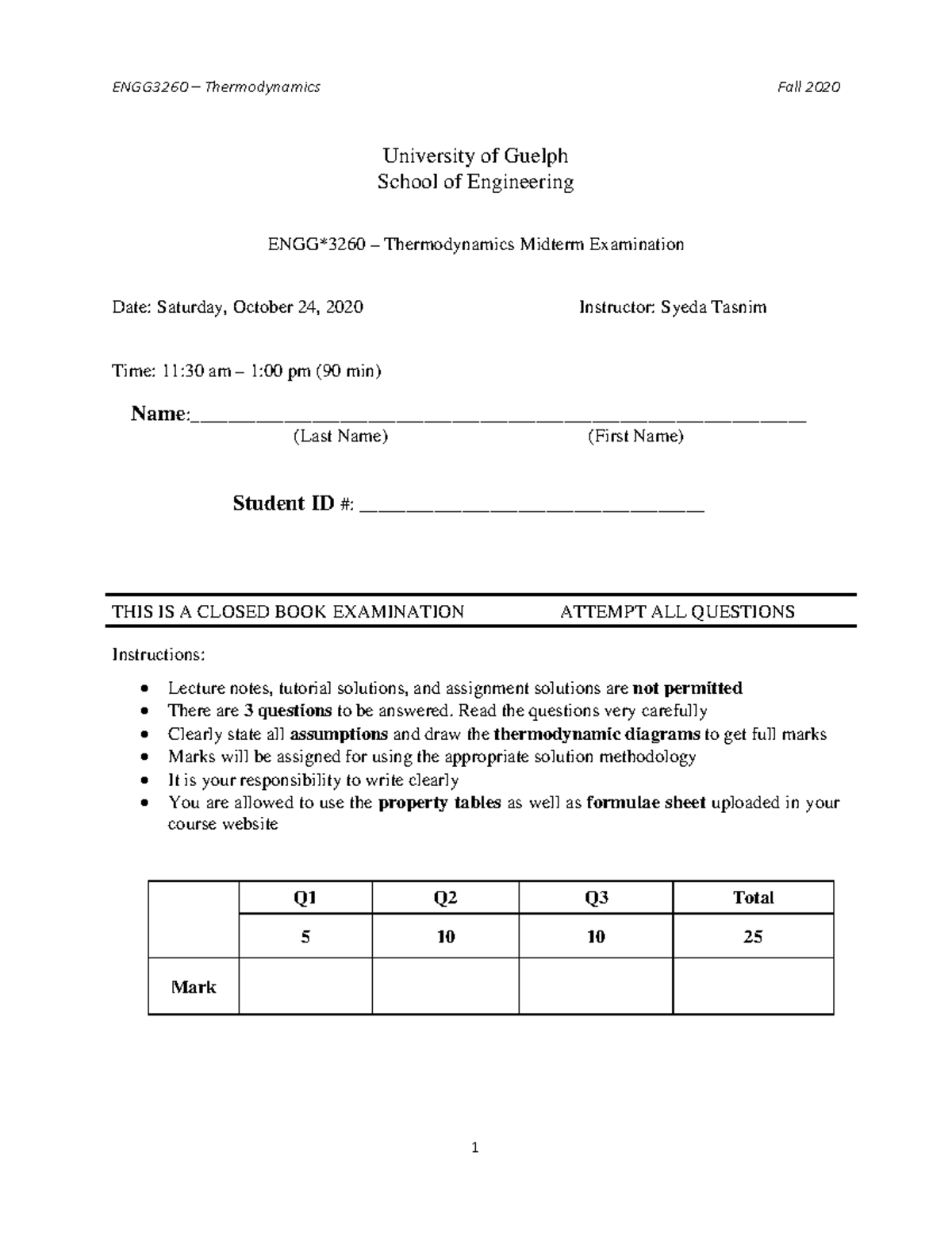 Midterm Exam Fall 2020 V2 - University of Guelph School of Engineering ...