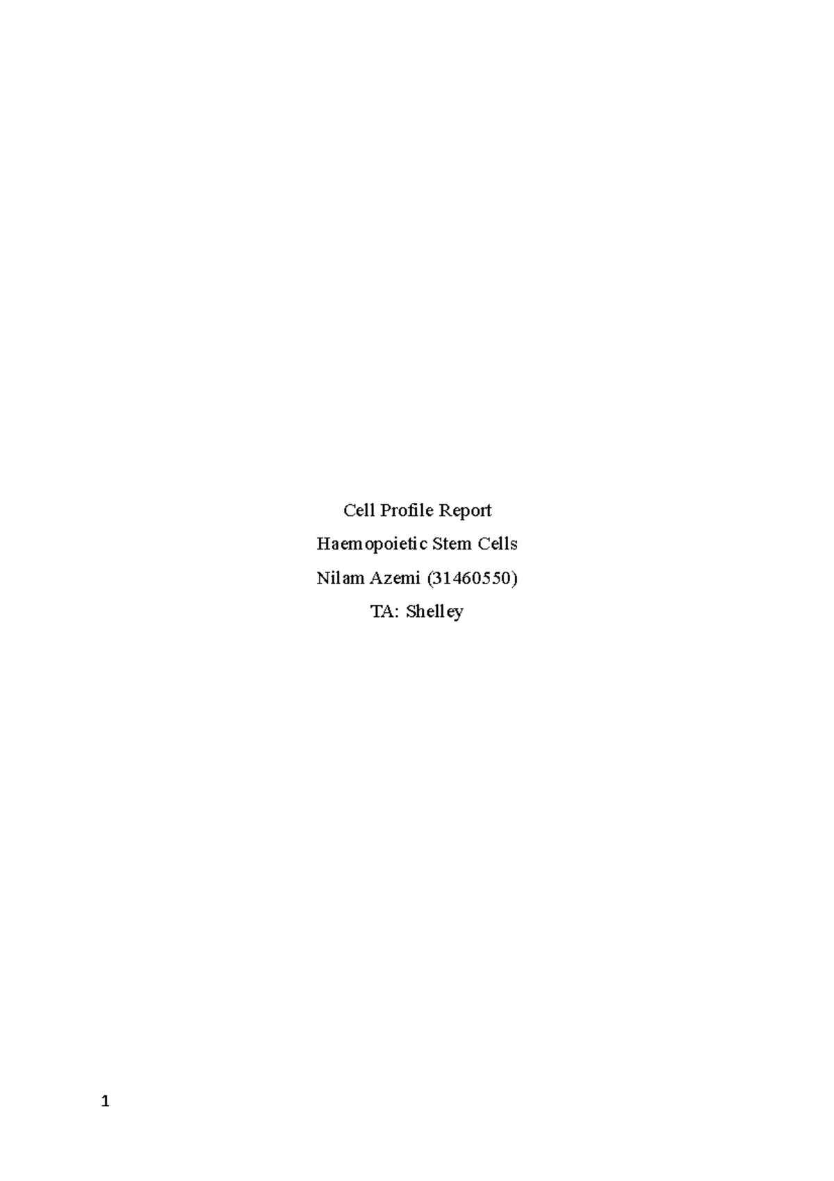 CELL Profile Report Final - Cell Profile Report Haemopoietic Stem Cells ...