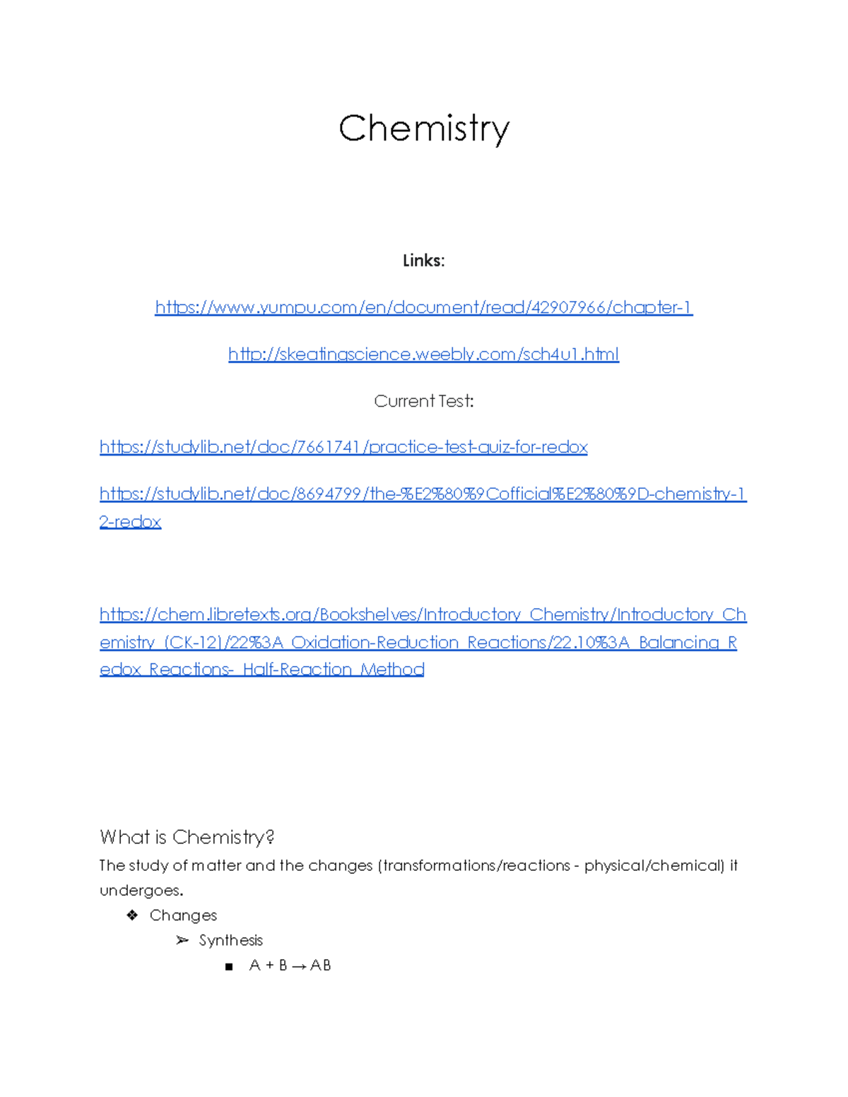 Grade 12 Chemistry - Full doc of all the notes in chem - Chemistry ...