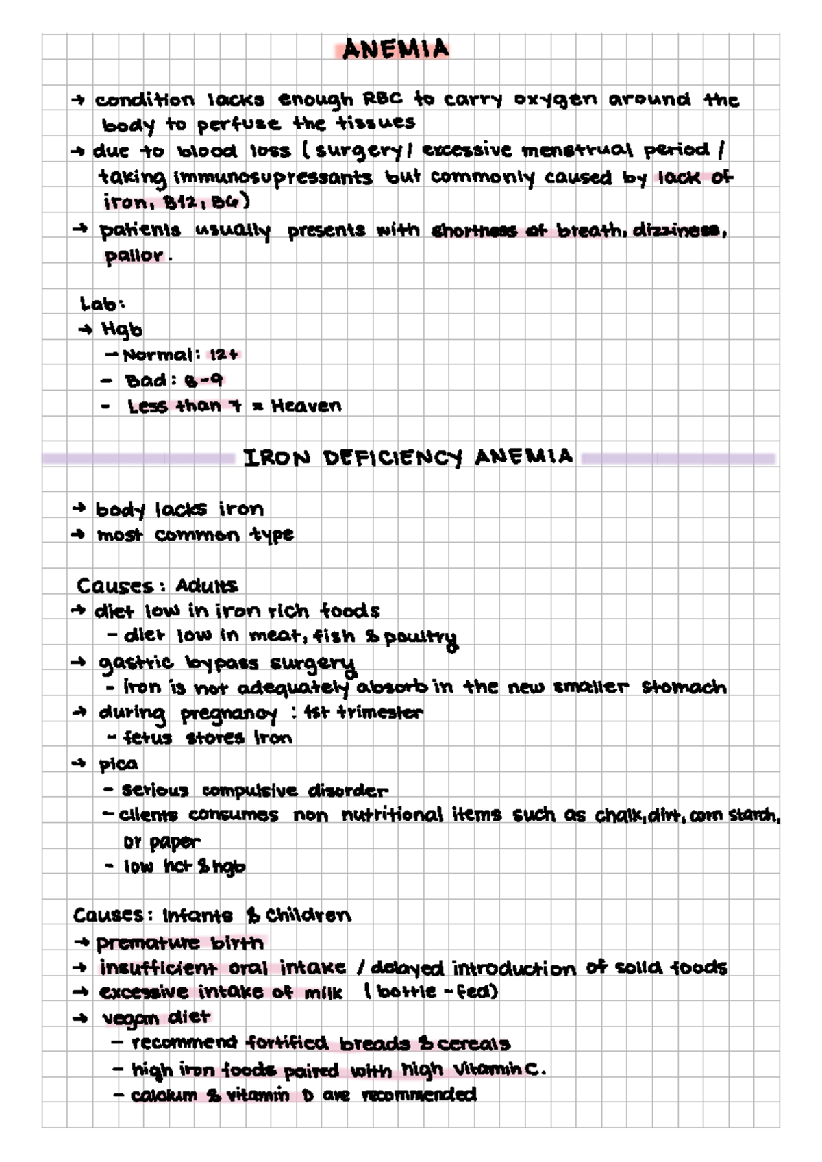 Week 3 Anemias - Lecture notes - ANEMIA condition lacks enough RBC to ...