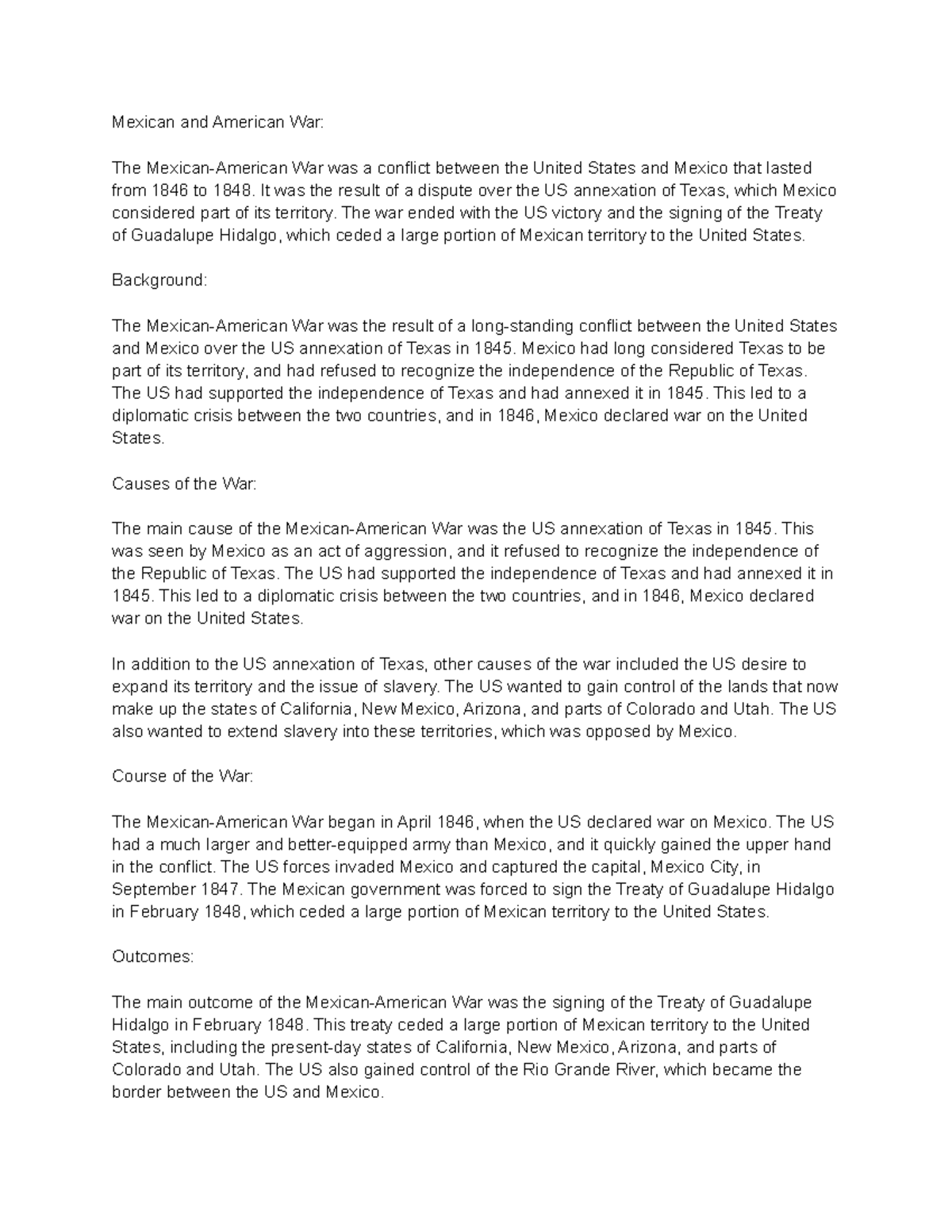 History - Mexican and American War: The Mexican-American War was a ...