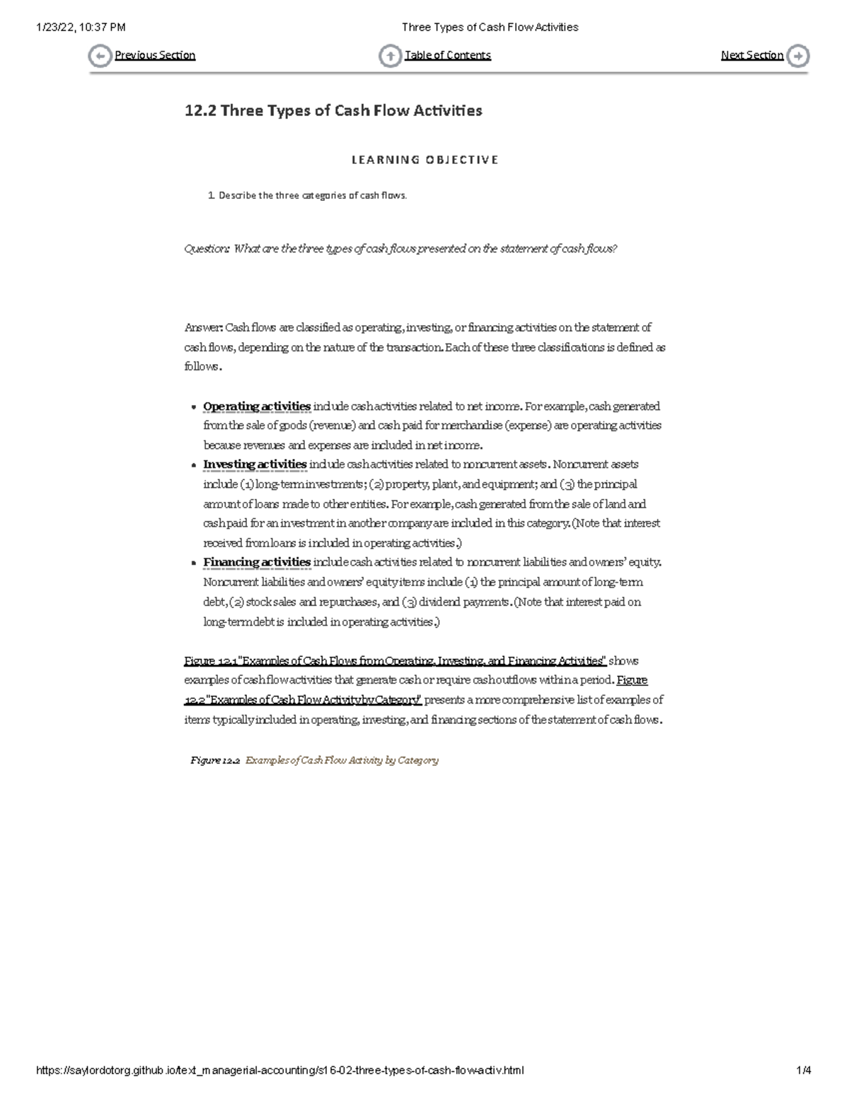 Three Types of Cash Flow Activities - Describe the three categories of ...