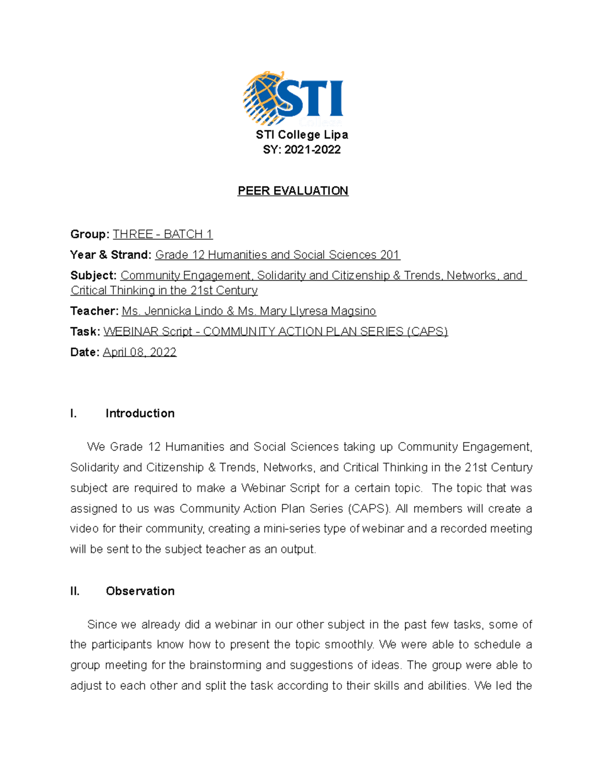 Group 3 (Batch 1) - Narrative Report in Com Eng and TNCT - Copy - STI ...