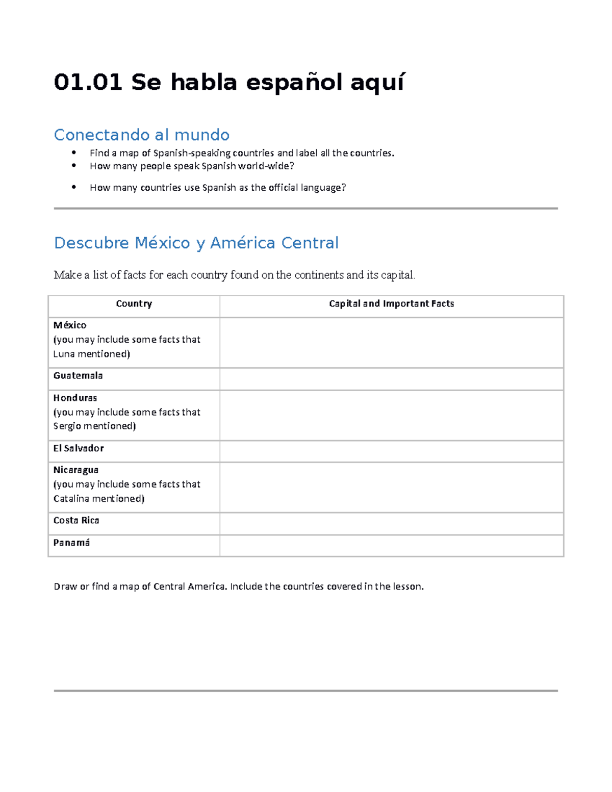 01 01 notes - 01 Se habla español aquí Conectando al mundo Find a map ...