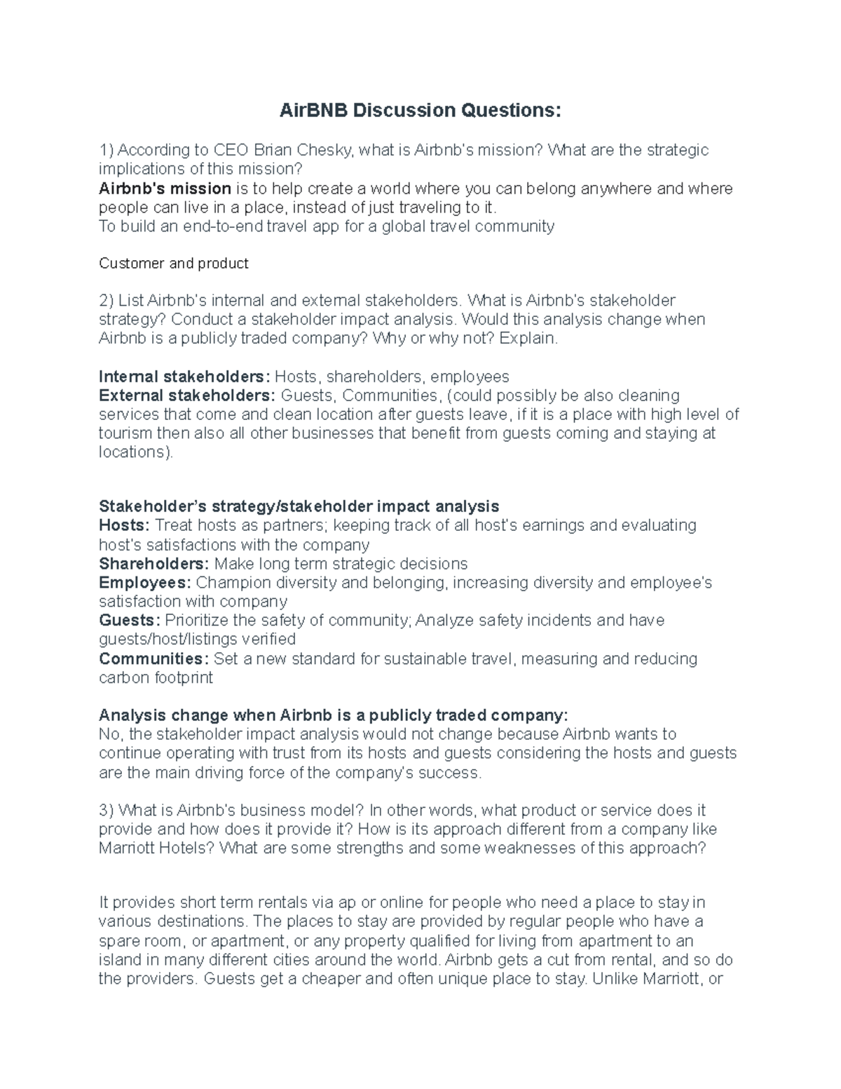 Air BNB Discussion Questions - AirBNB Discussion Questions: According ...