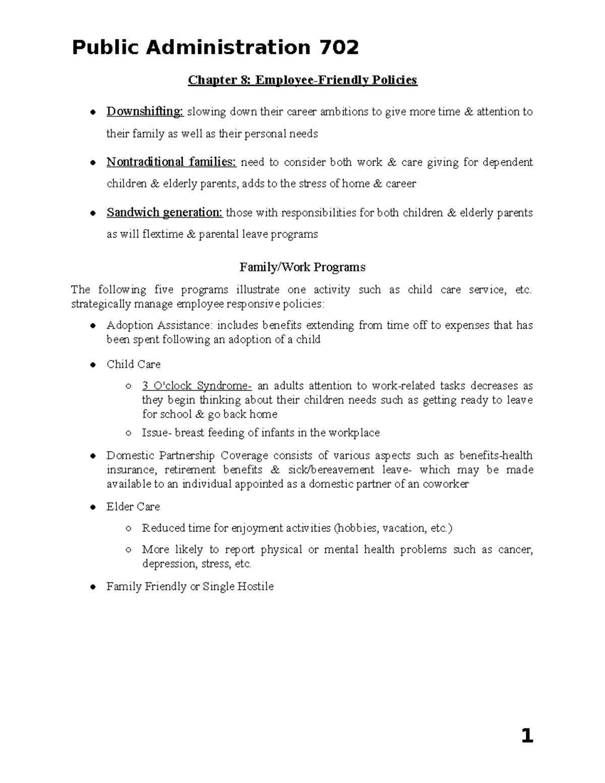 702 Chap. 8 - Employee-Friendly Policies - Public Administration 702 ...