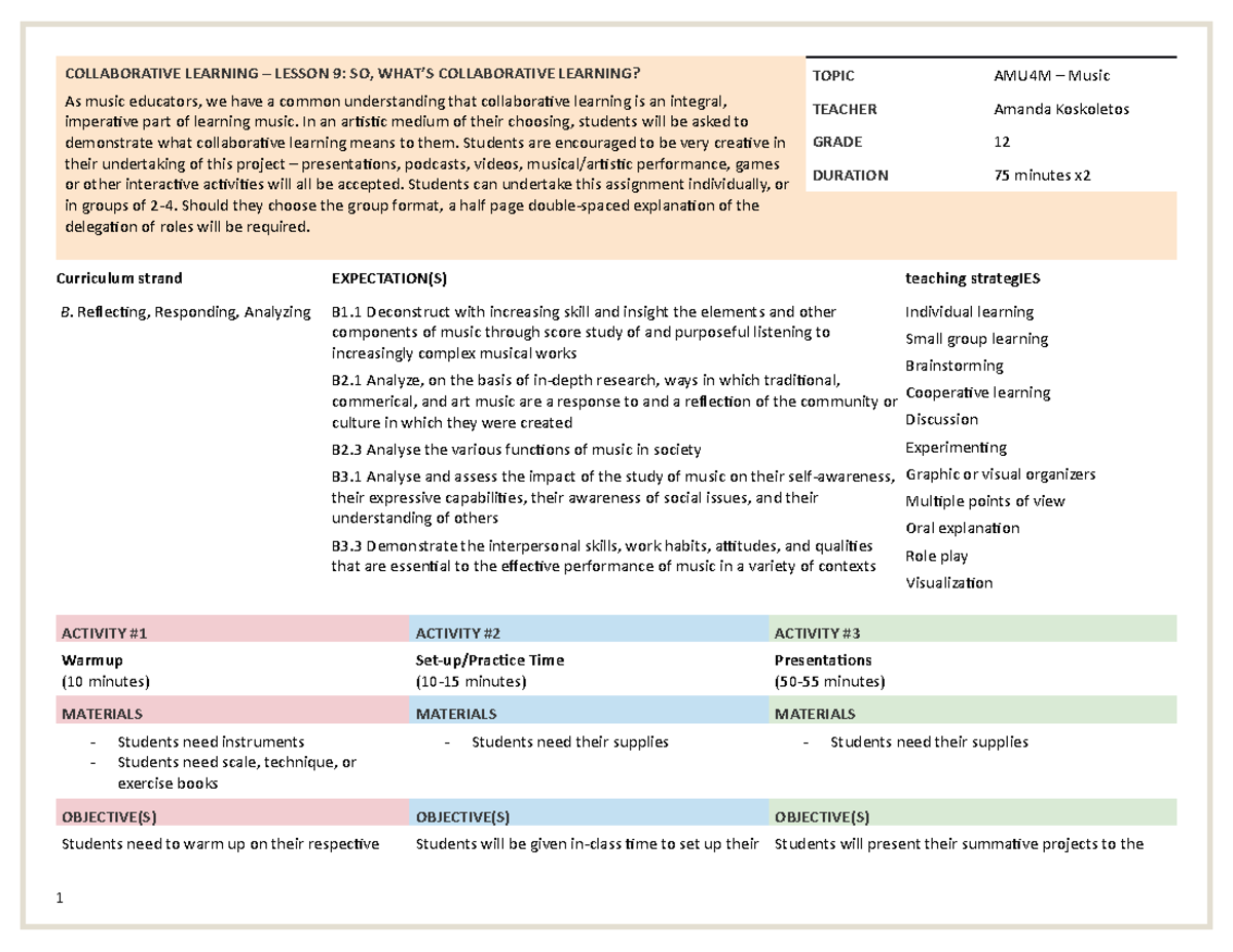 Lesson 9 - What Is Collaborative Learning - COLLABORATIVE LEARNING ...