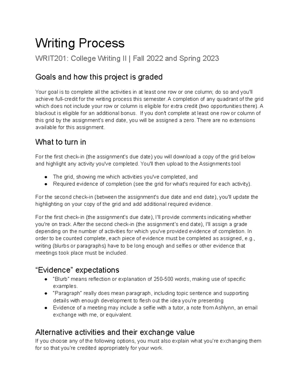 WRIT 201 Final - Example of working on revision exercises for class ...