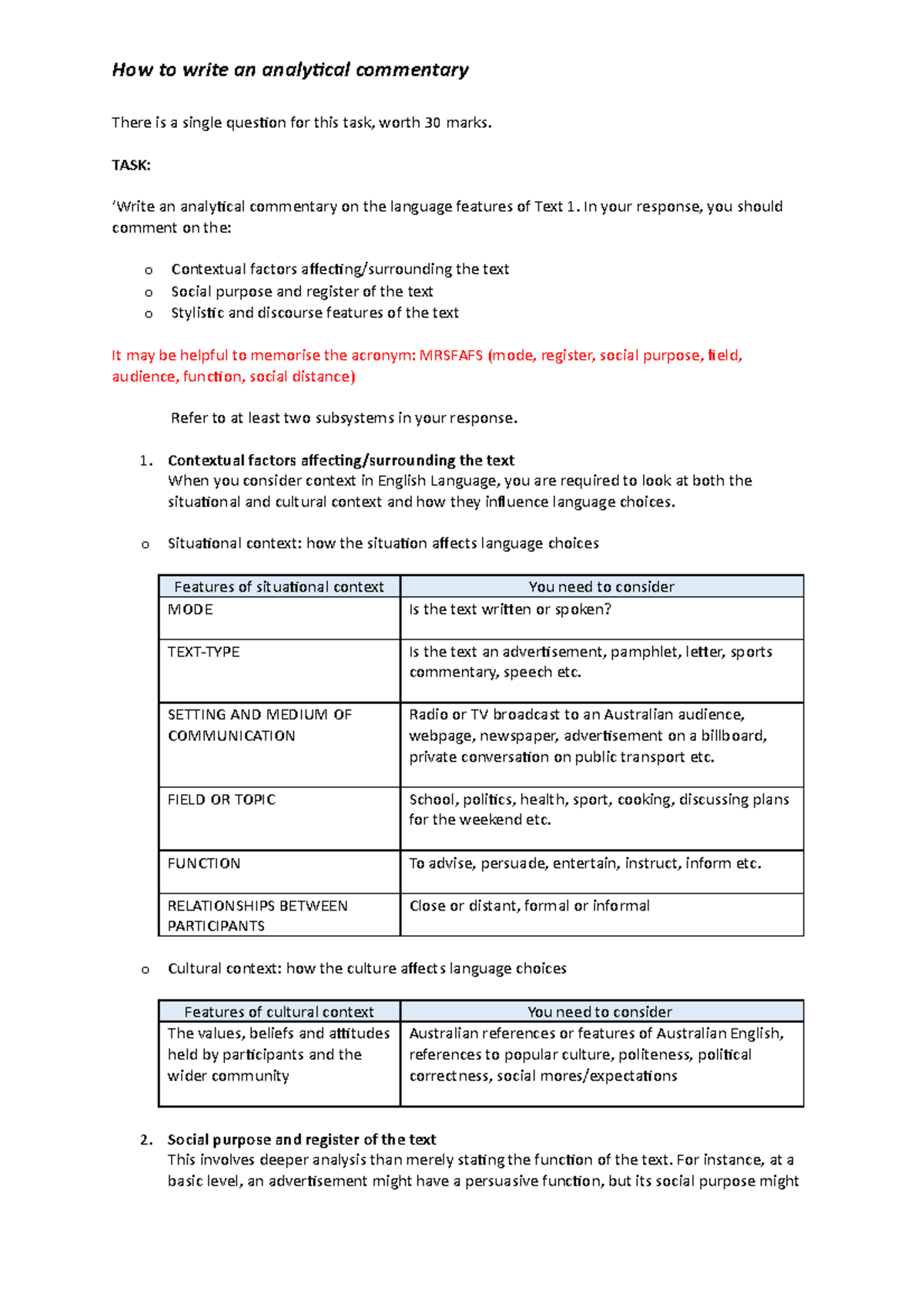 How to write an analytical commentary - TASK: ‘Write an analytical ...