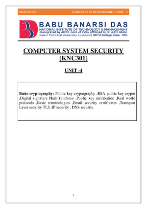UNIT - 3 Notes - Easy - COMPUTER SYSTEM SECURITY (KNC301) UNIT - Secure ...