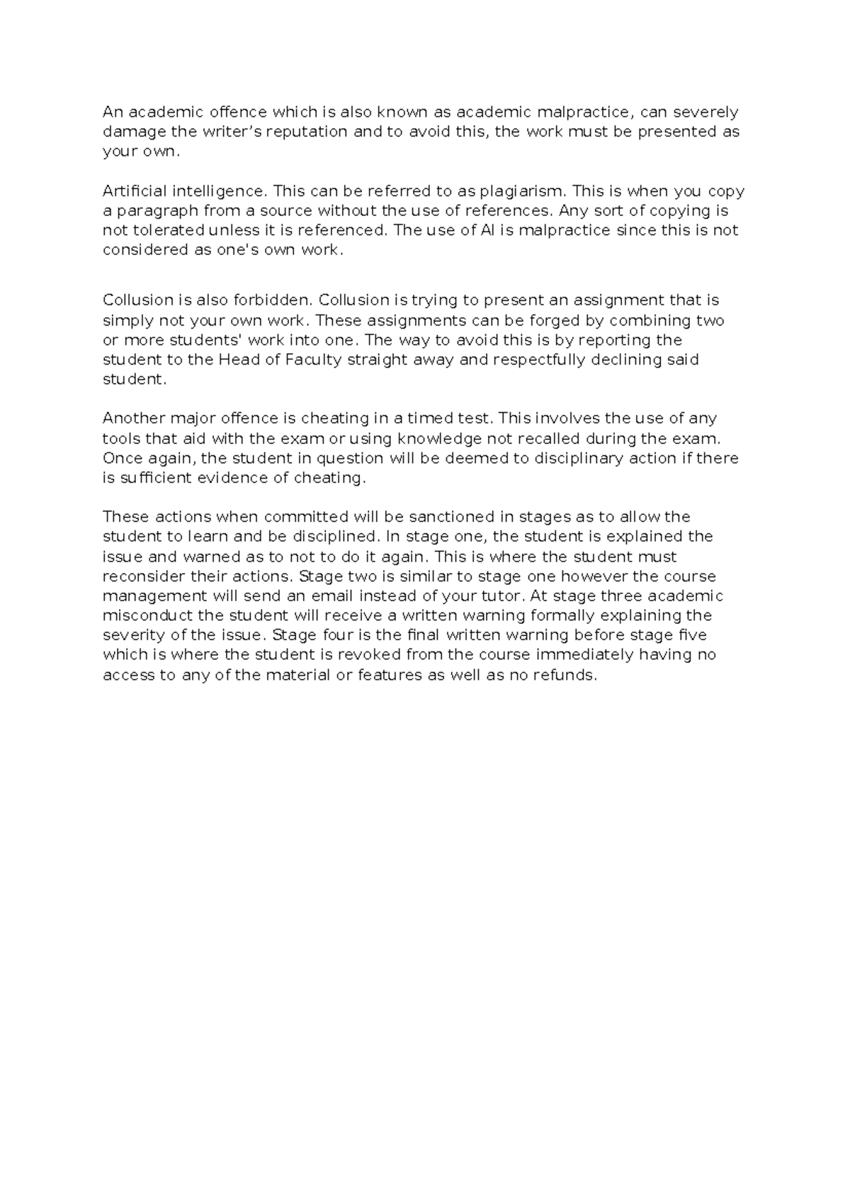 Unit 2 course notes - ... - An academic offence which is also known as ...