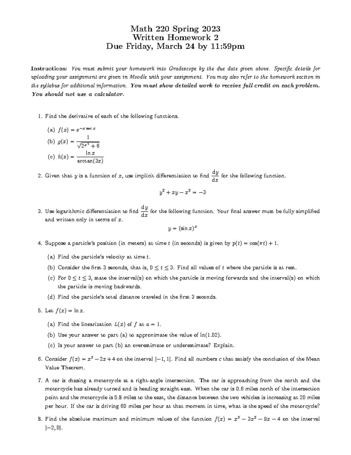 Written Homework 2 - Math 220 Spring 2023 Written Homework 2 Due Friday ...