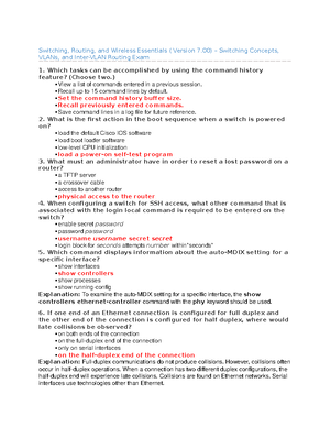 Switching, Routing, and Wireless Essentials v7.0 – SRWEv 7 Practice Final Exam Answers ...