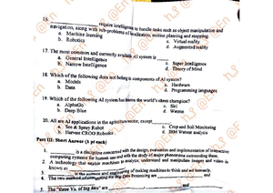 Fnal Exam Emerging tech - Y A R D I S T I C K I N T E N A T I O N A L C ...