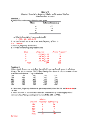 Tutorial 1 Solution - 123 - Tutorial 1 Chapter 1 Data and Statistics Khondker Aktaruzzaman ...