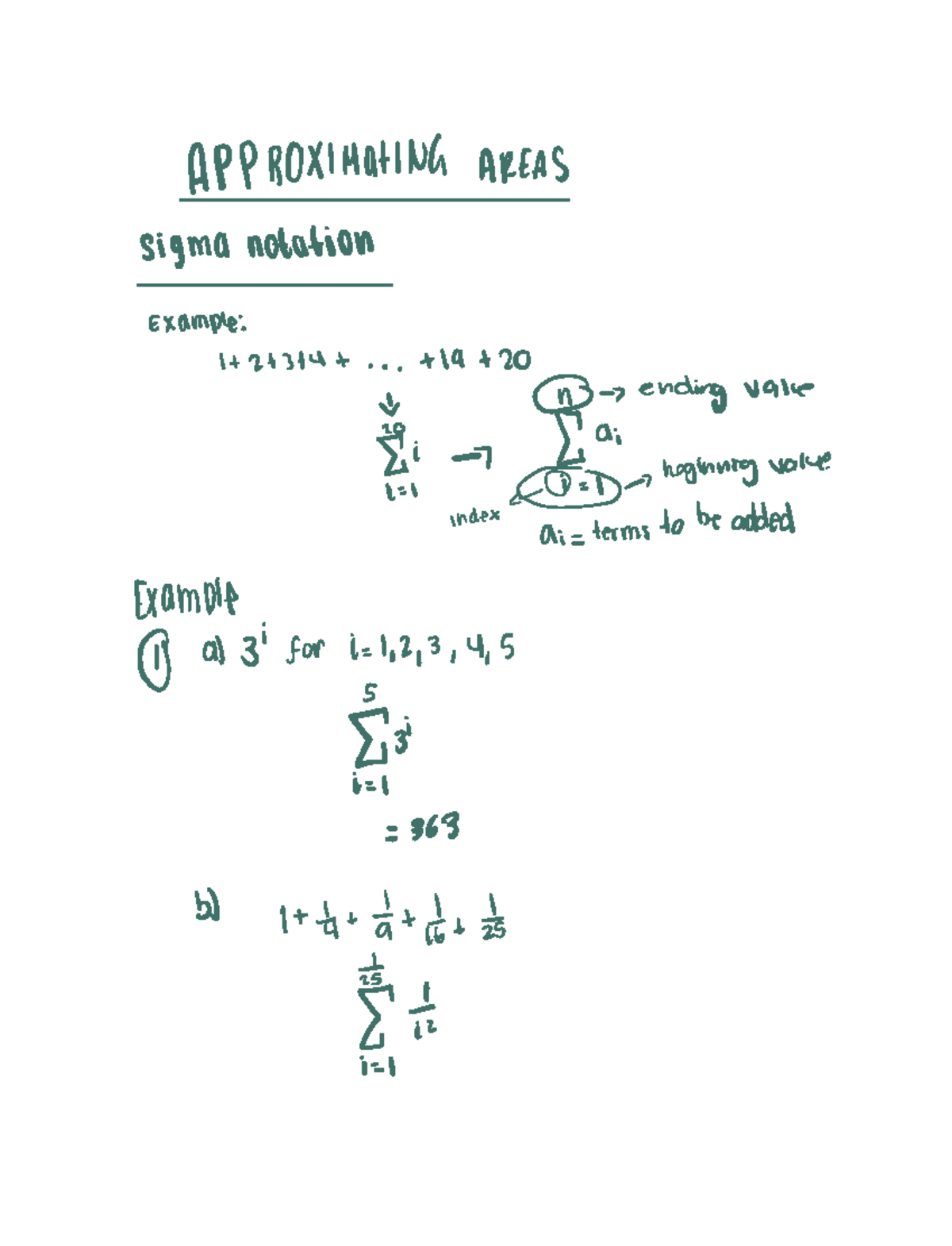 Note Jul 14, 2022 - Calculus I first semester - APPROXIMATING AREAS ...