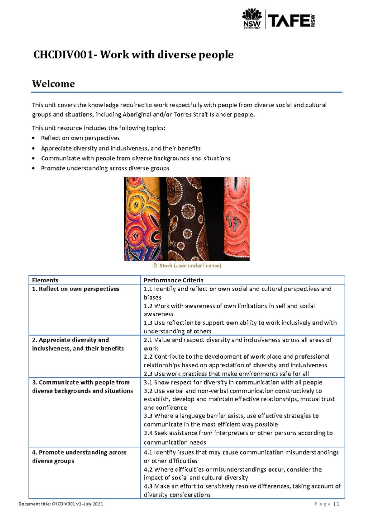 Unit 3 coursework - CHCDIV001- Work with diverse people Welcome This ...