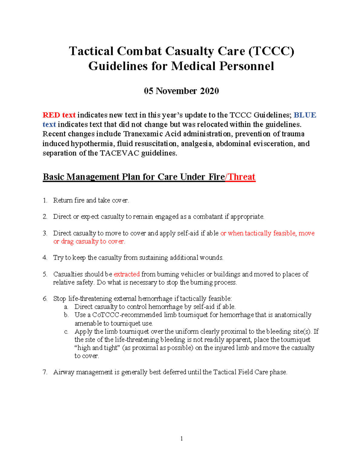 Guias TCCC 2020 - Tactical combat Casualty Care Guidelines for Medical ...