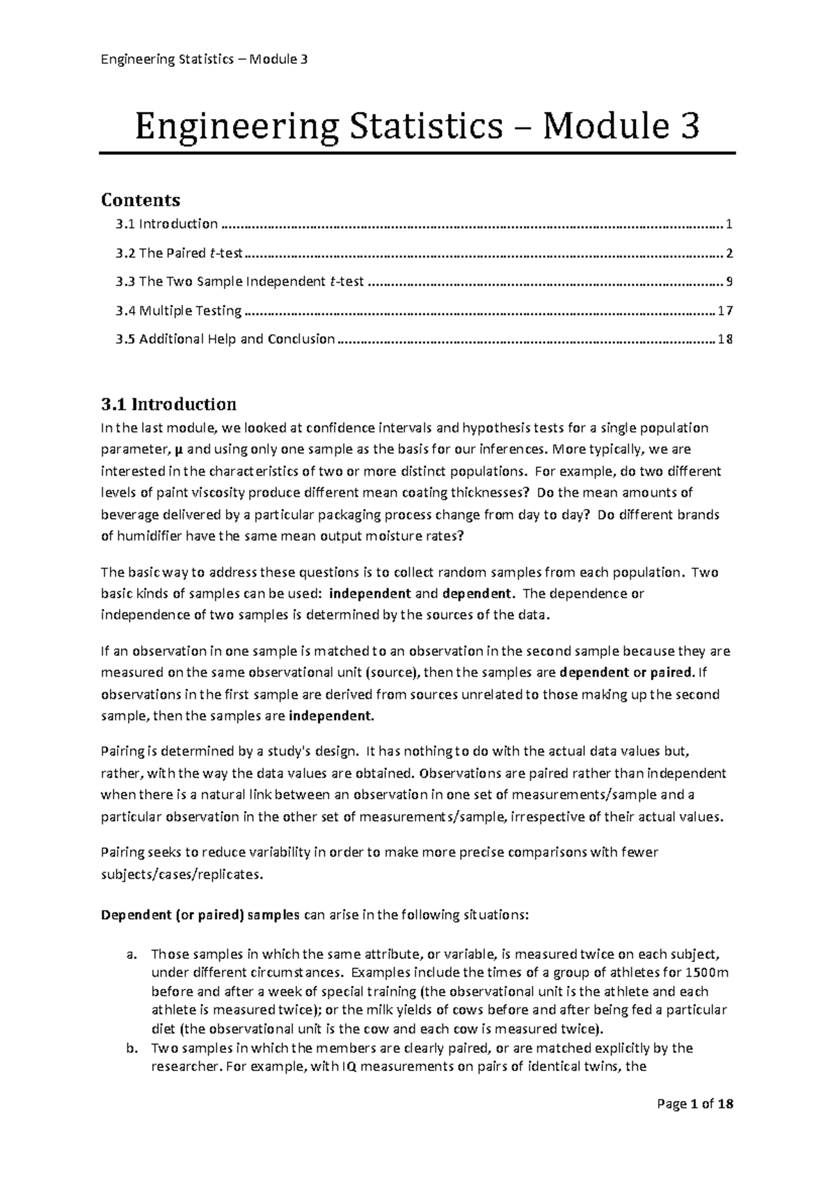Engineering Statistics - Module 3 - - Studocu