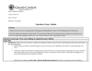 UNV-104 First Draft Expository Essay - Three ways bullying can ...