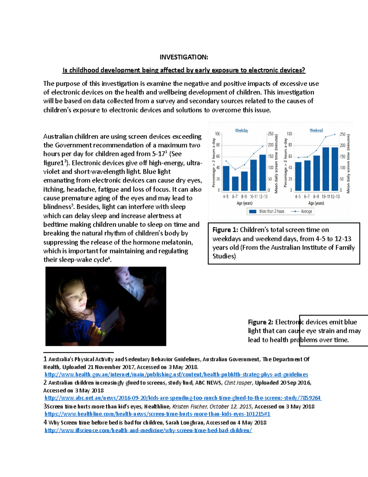 Electronic Devices Investigation - Child studies - INVESTIGATION: Is ...